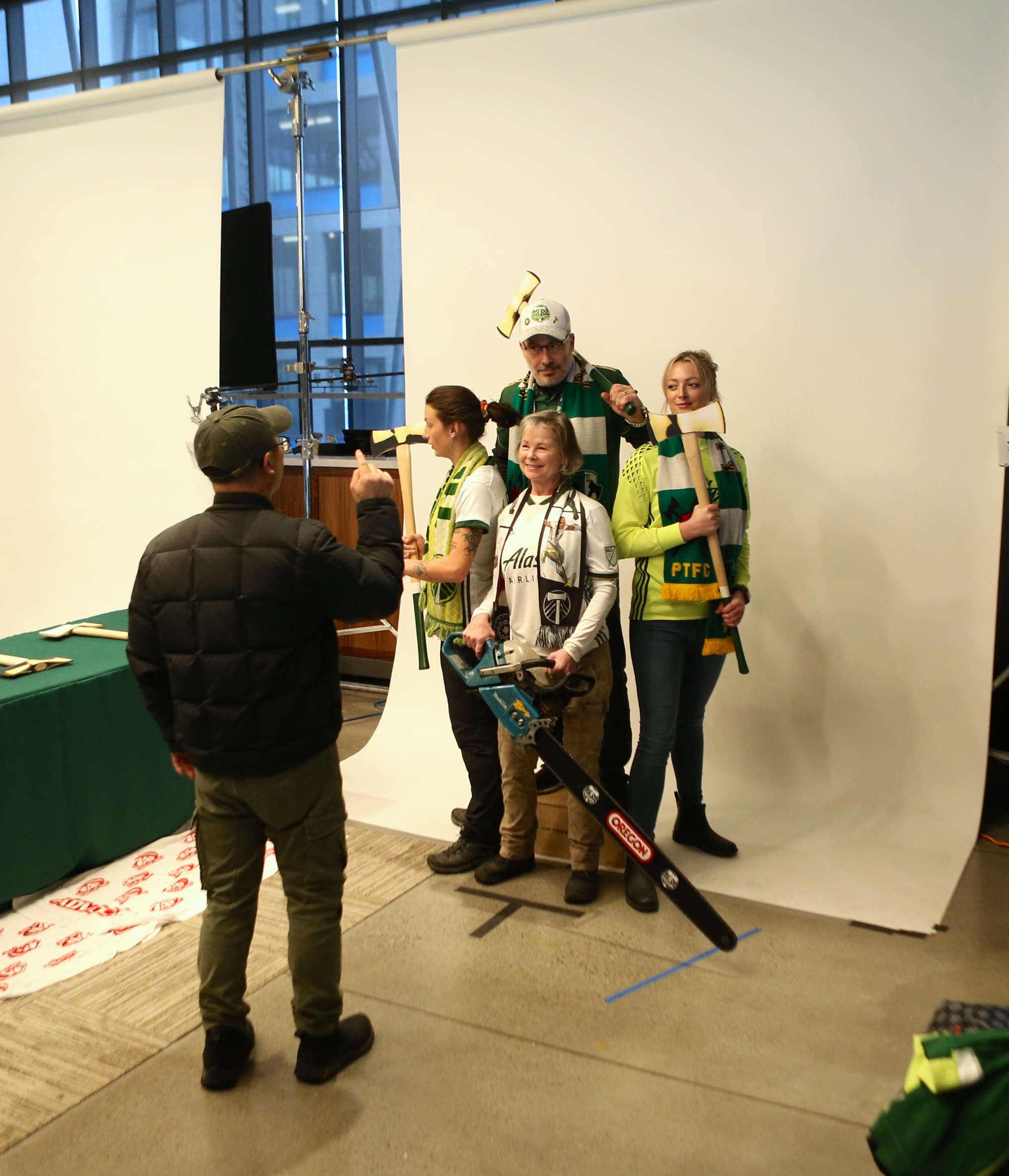 Behind the scenes at the Portland Timbers fan axe photoshoot ...