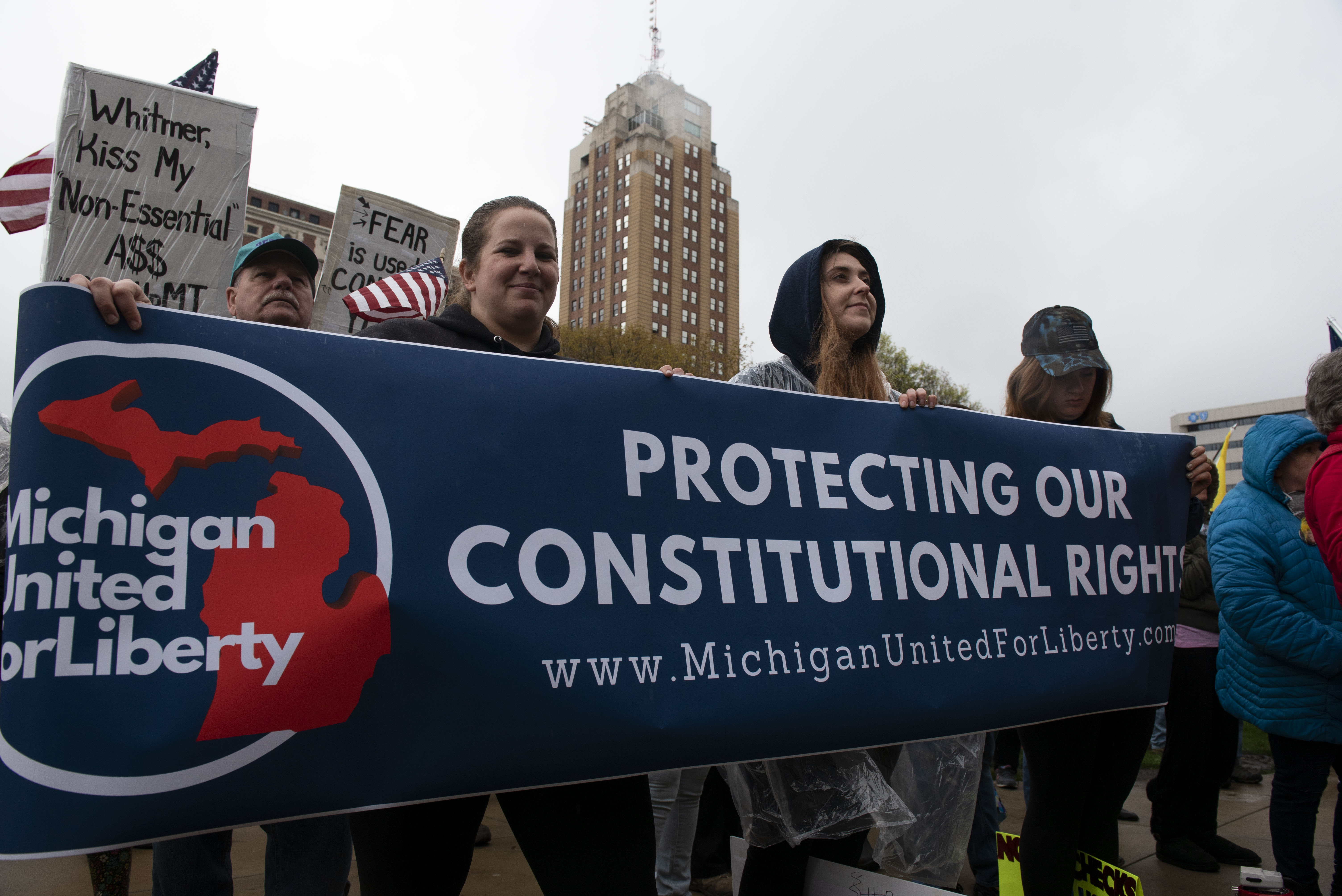 Signs from "American Patriot Rally on Capitol Lawn" in Lansing Michigan ...