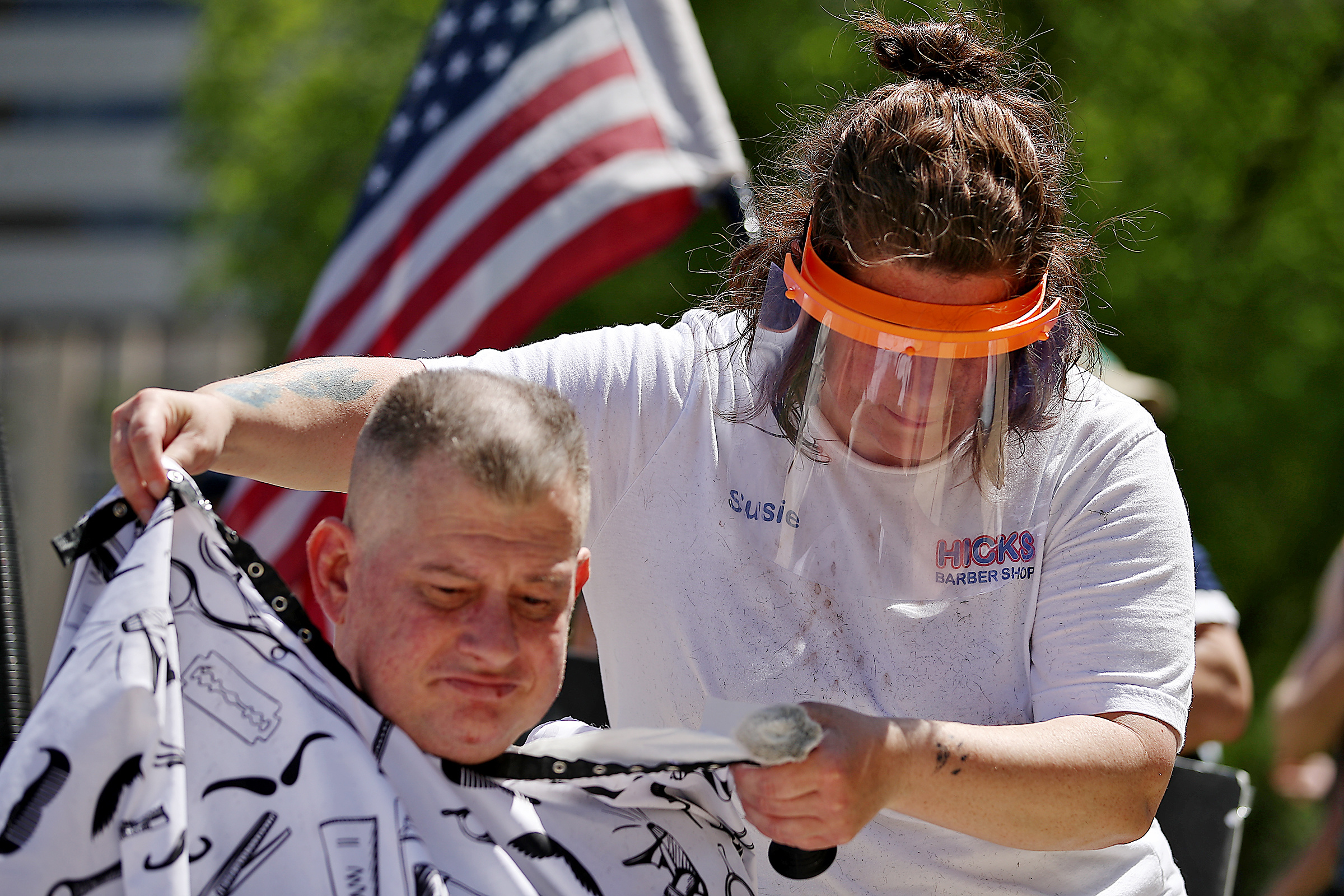 Operation Haircut on Capitol lawn in Lansing - May 20, 2020 - mlive.com