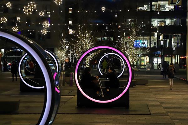 Photos: Retro-futuristic 'Loop' installation arrives in Boston Seaport ...