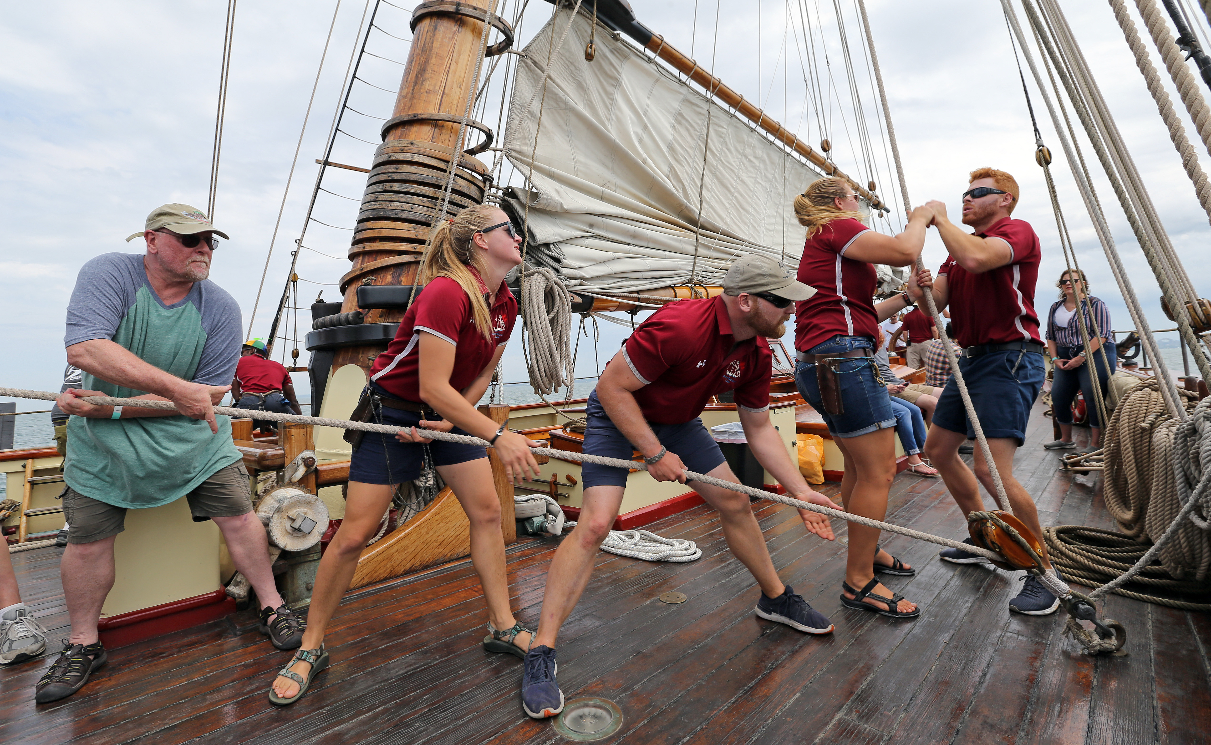 Pride of Baltimore sails in Tall Ships Festival Parade of Sails, July ...