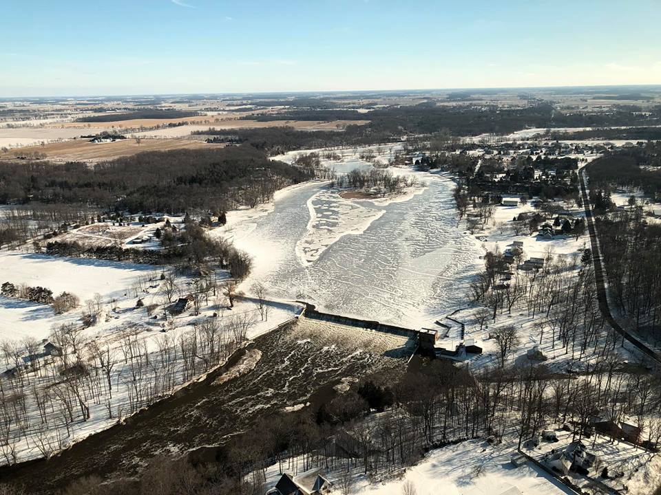 Portland ice jam aerial - mlive.com