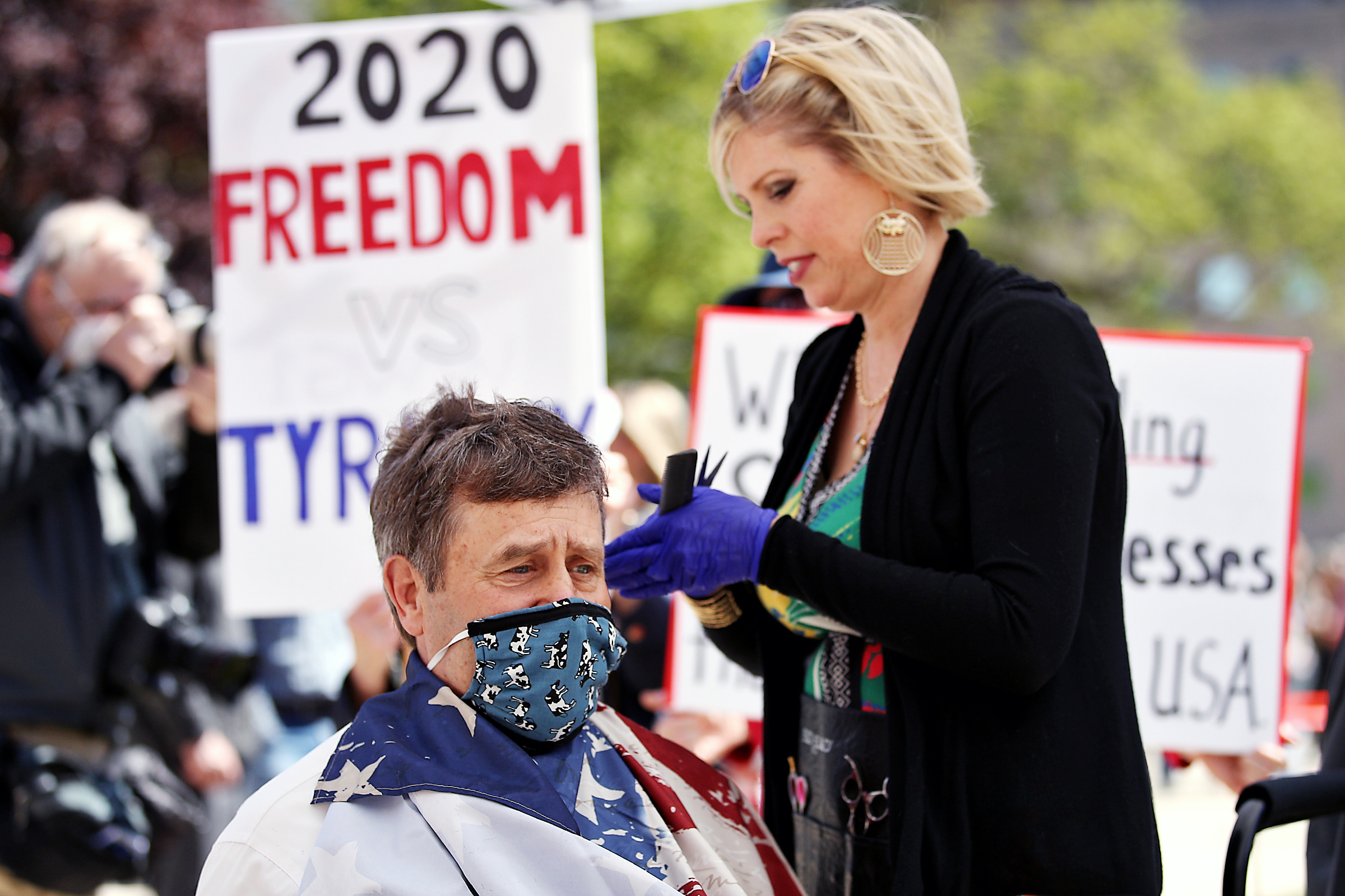 Operation Haircut on Capitol lawn in Lansing - May 20, 2020 - mlive.com