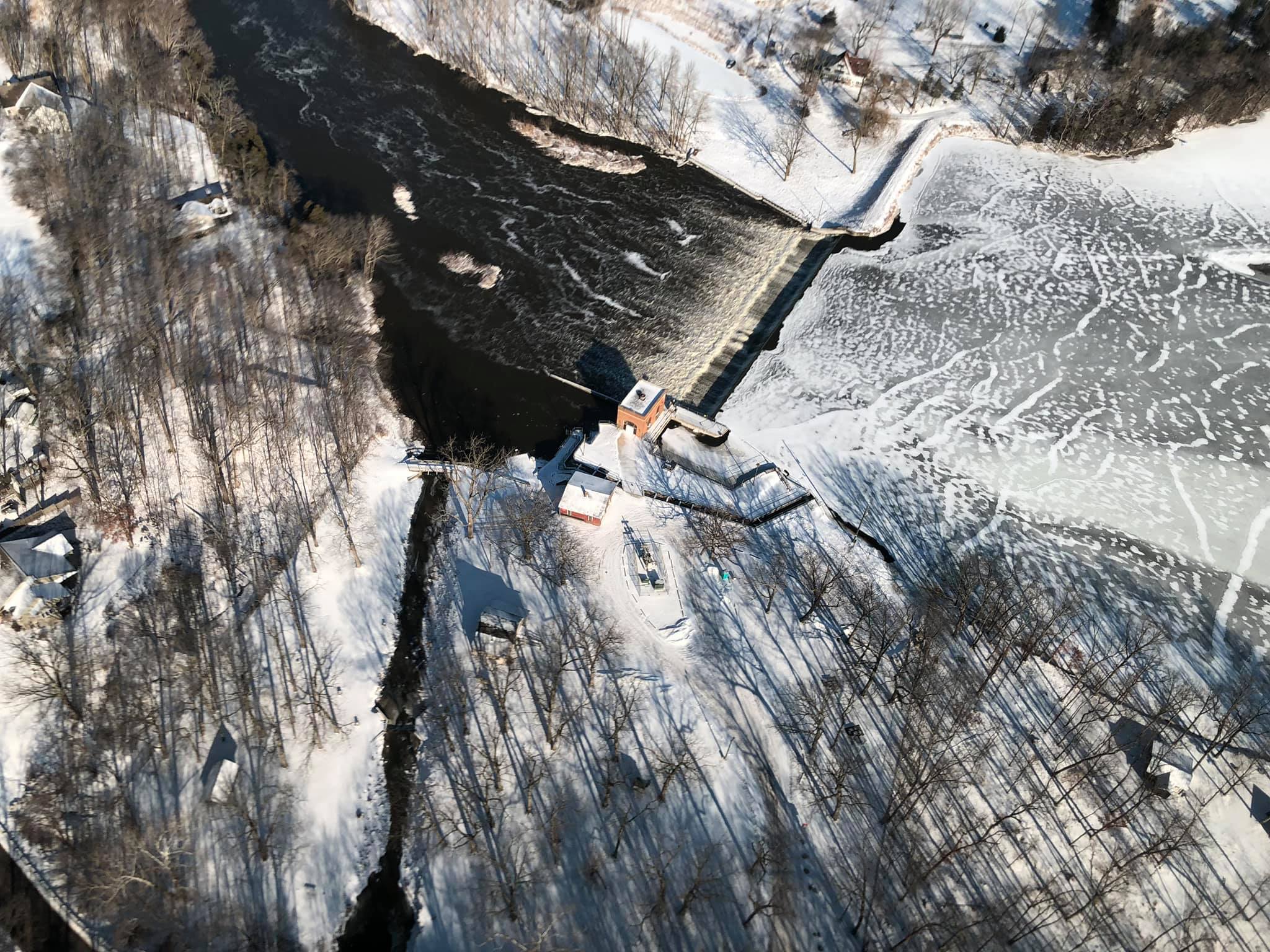 Portland ice jam aerial - mlive.com