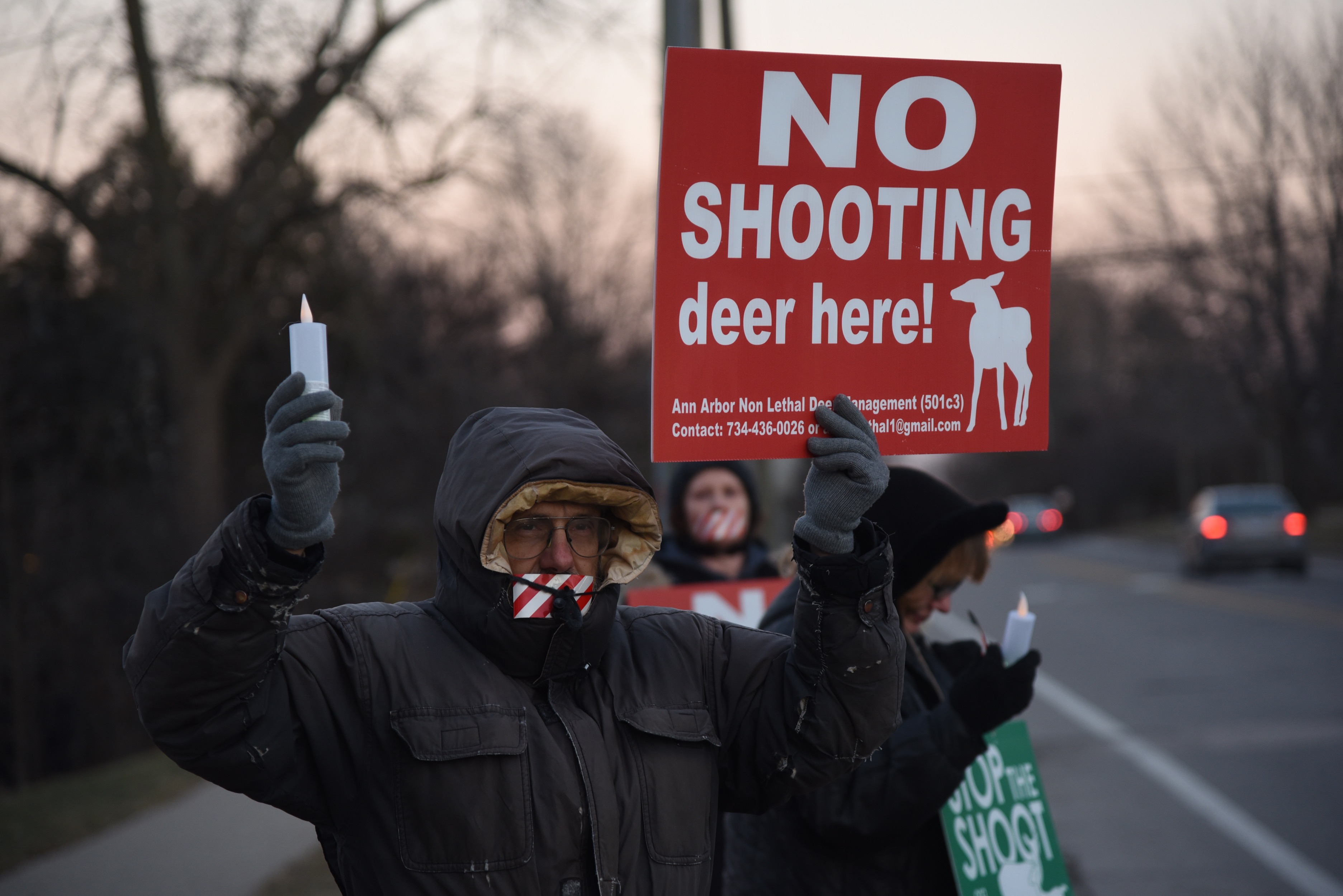 Ann Arbor deer cull protest outside University of Michigan Nichols ...