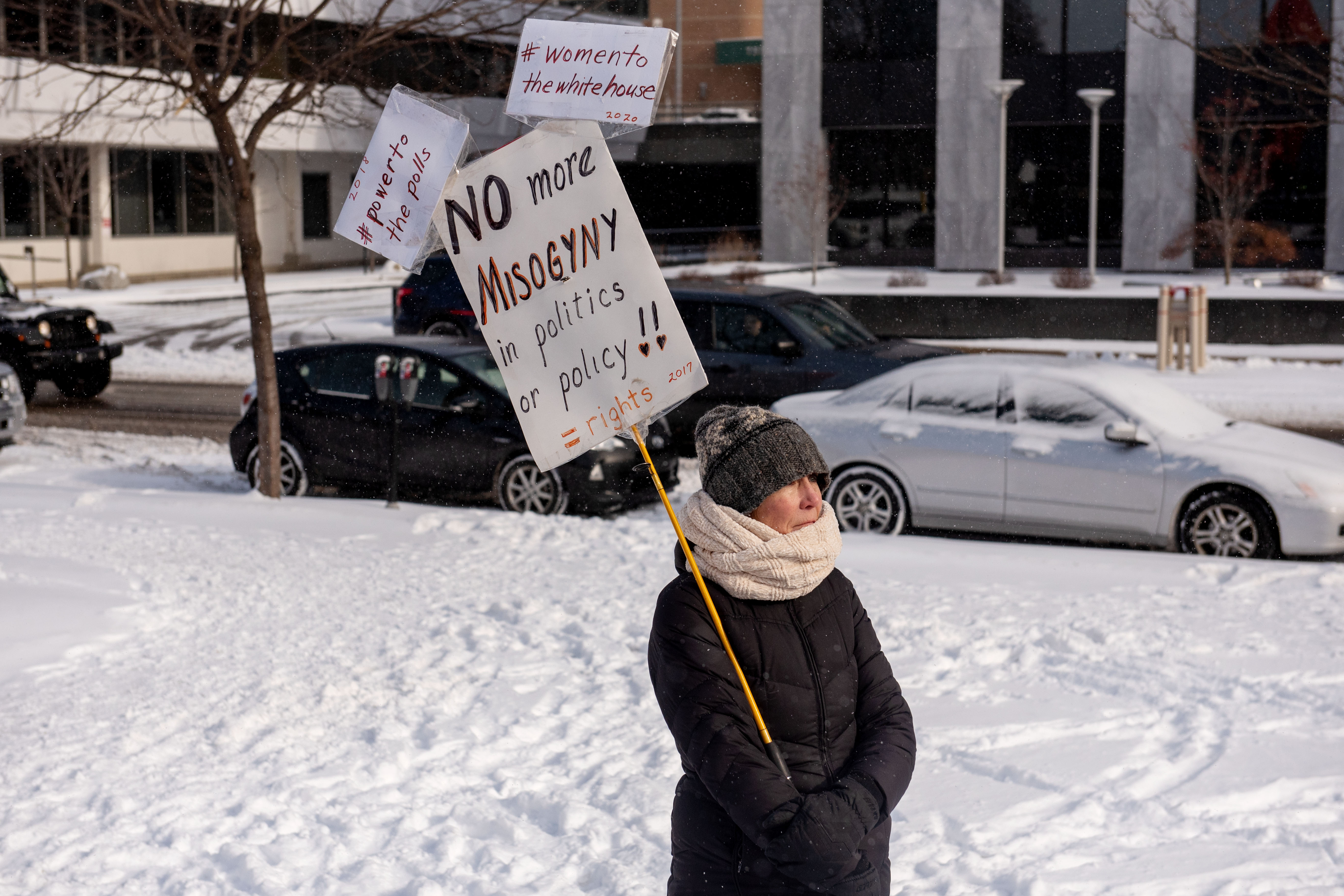 Allies come together at Calder Plaza for Women's March in Grand Rapids ...