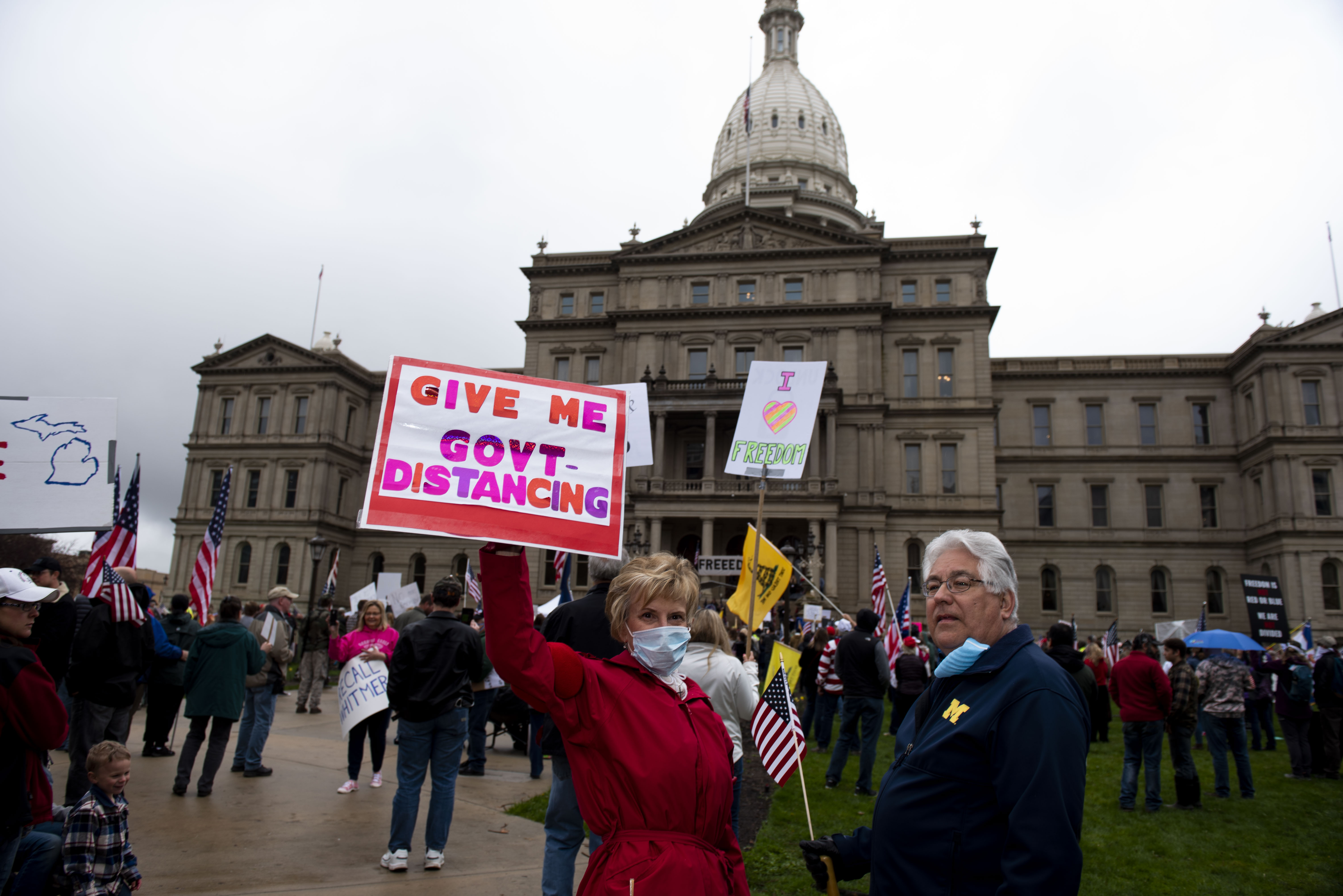 Signs from "American Patriot Rally on Capitol Lawn" in Lansing Michigan ...