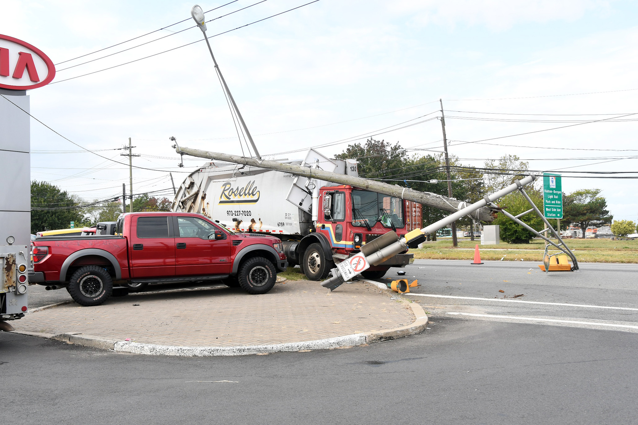 Garbage truck crashes on Route 440, Oct. 7, 2019 - nj.com
