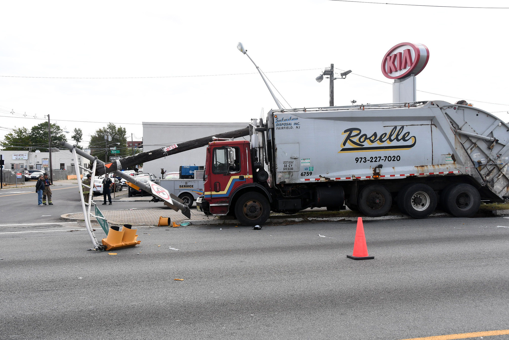 Garbage truck crashes on Route 440, Oct. 7, 2019 - nj.com