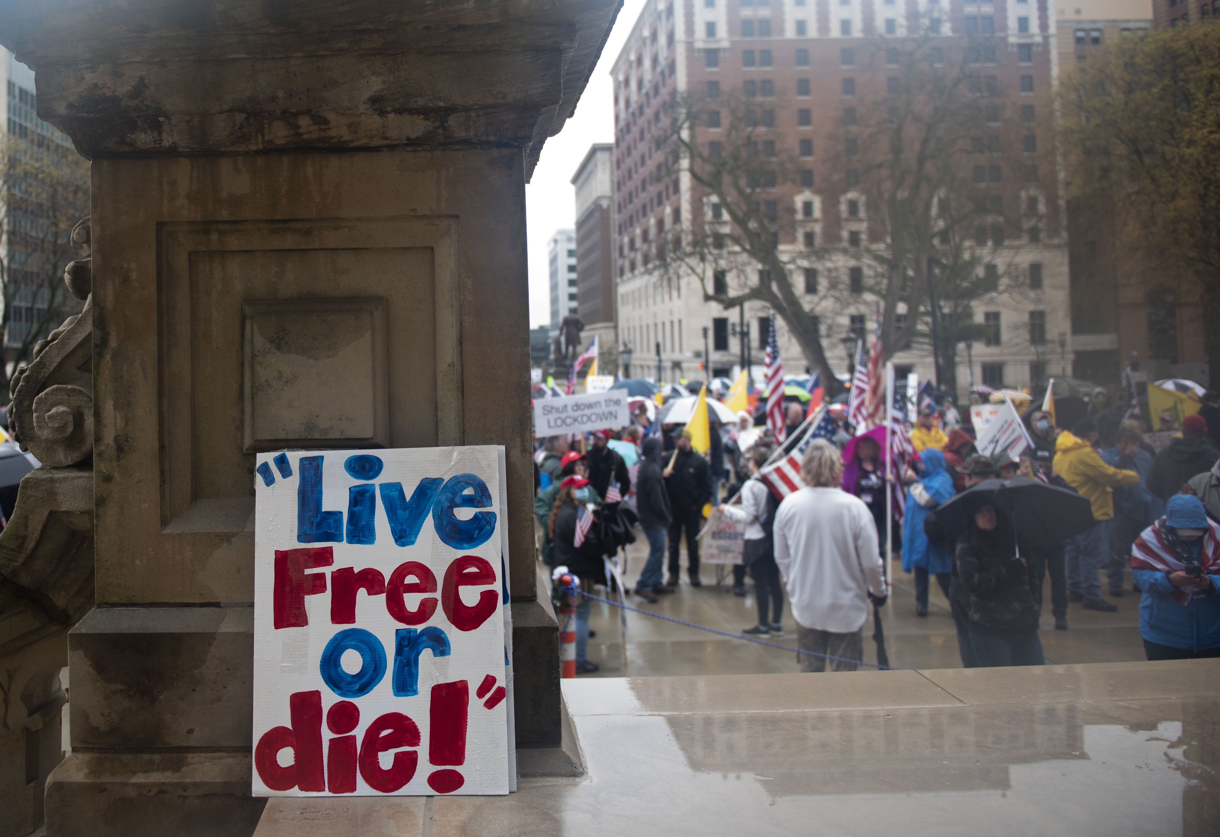 Signs from "American Patriot Rally on Capitol Lawn" in Lansing Michigan ...