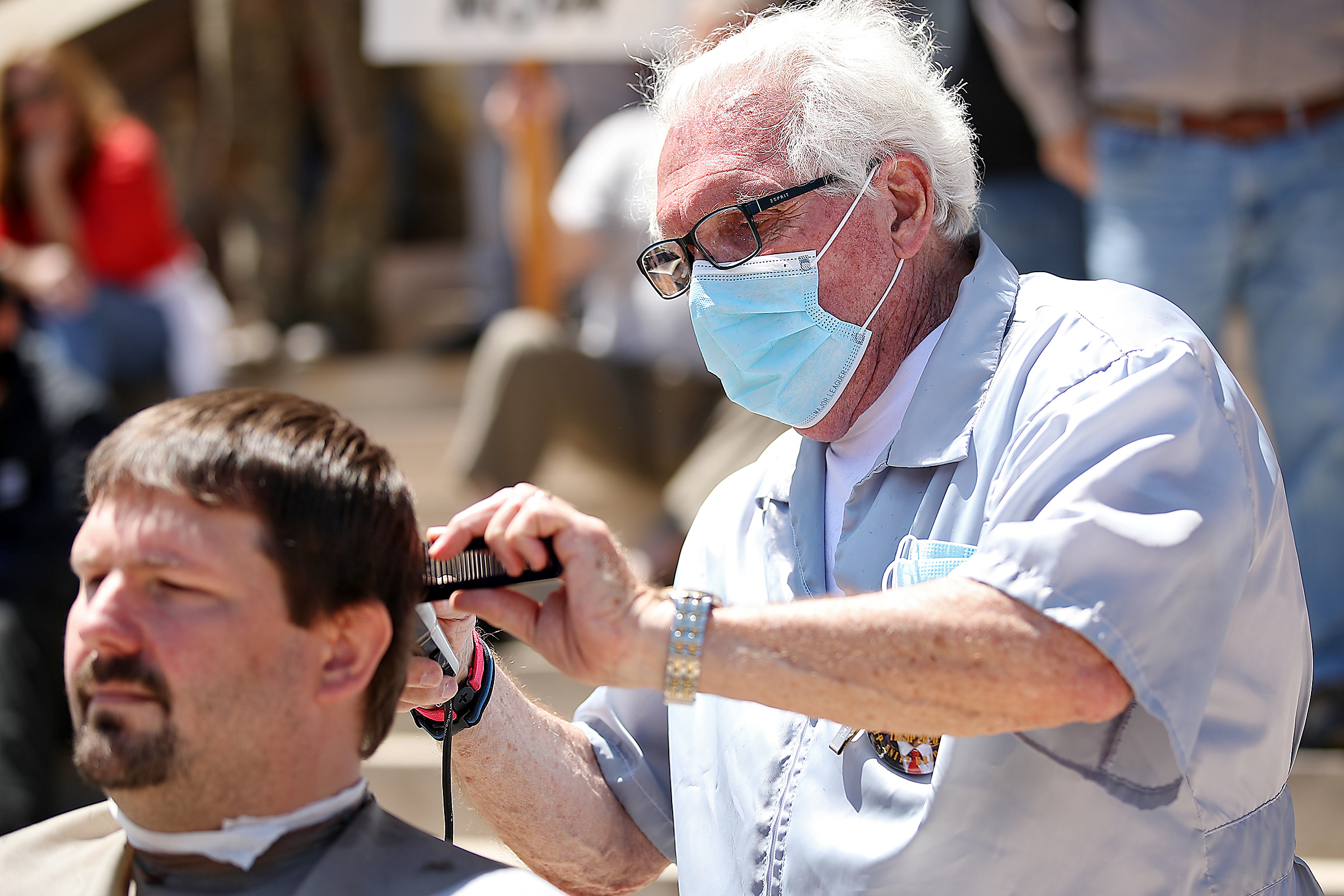 Operation Haircut on Capitol lawn in Lansing - May 20, 2020 - mlive.com