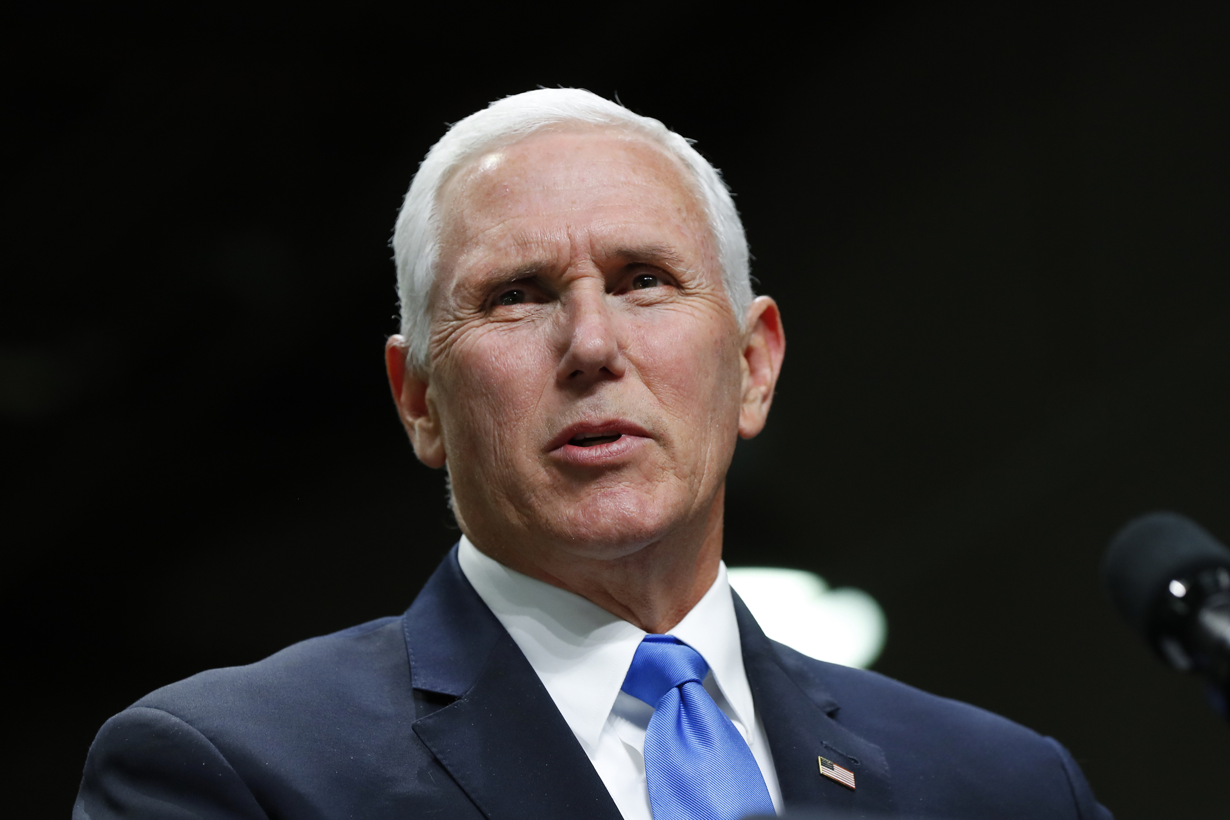 Vice President Mike Pence drives a Ford F-150 off the line during ...