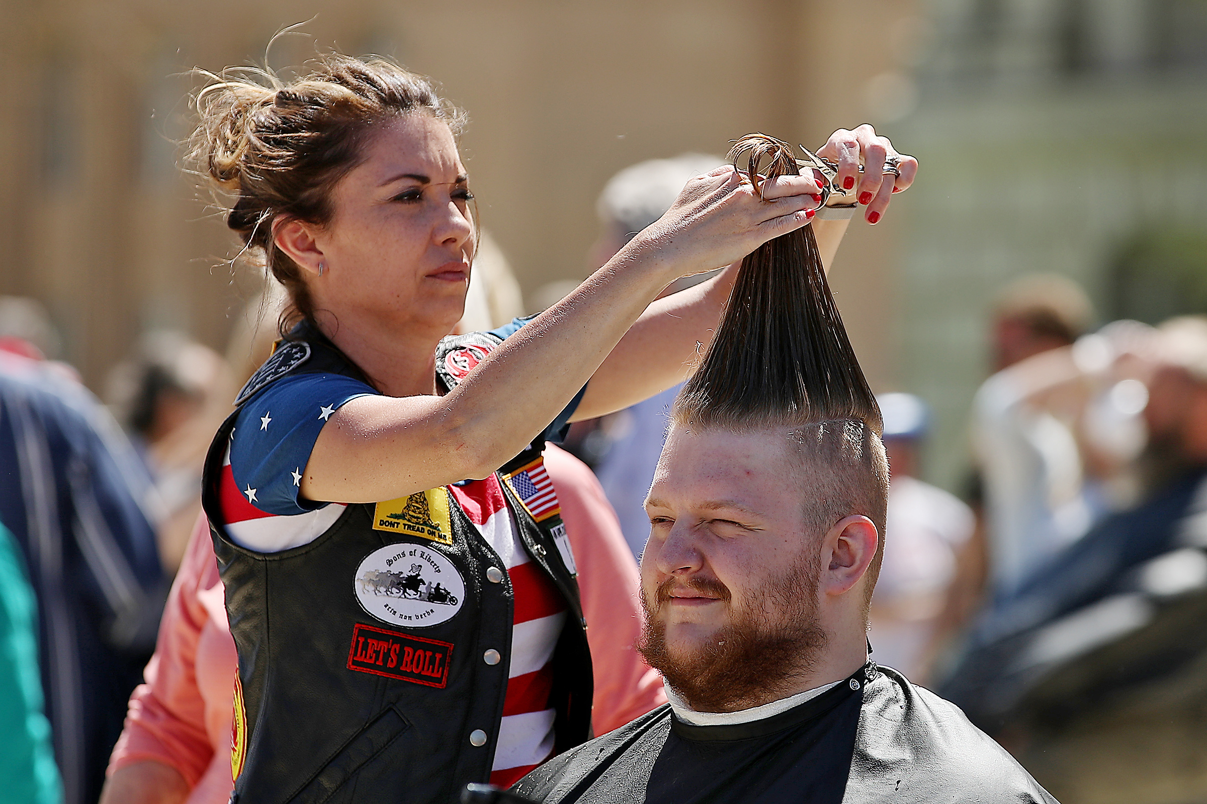 Operation Haircut on Capitol lawn in Lansing - May 20, 2020 - mlive.com