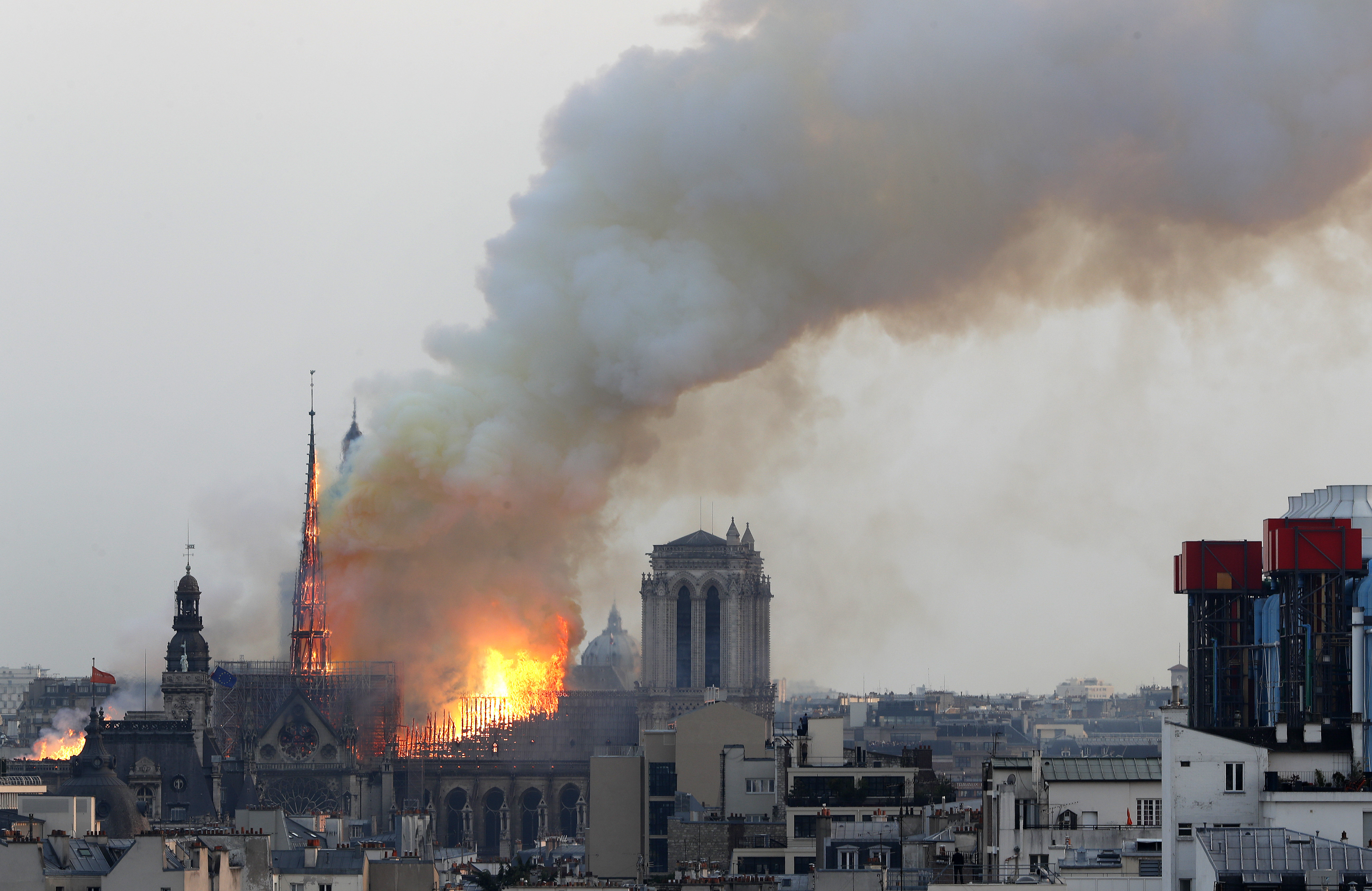 Fire torches top of Notre Dame Cathedral in Paris - syracuse.com