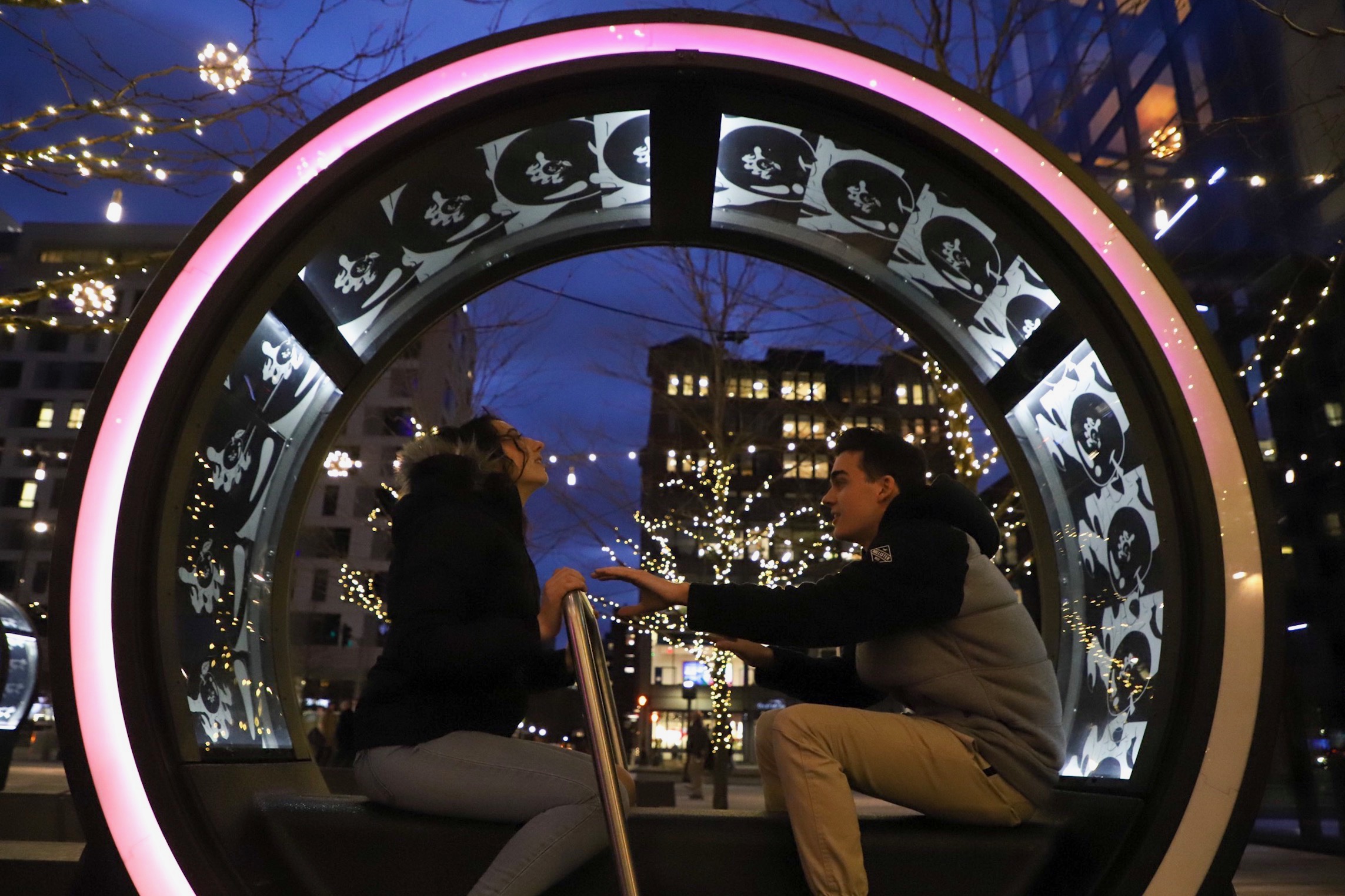 Photos: Retro-futuristic 'Loop' installation arrives in Boston Seaport ...
