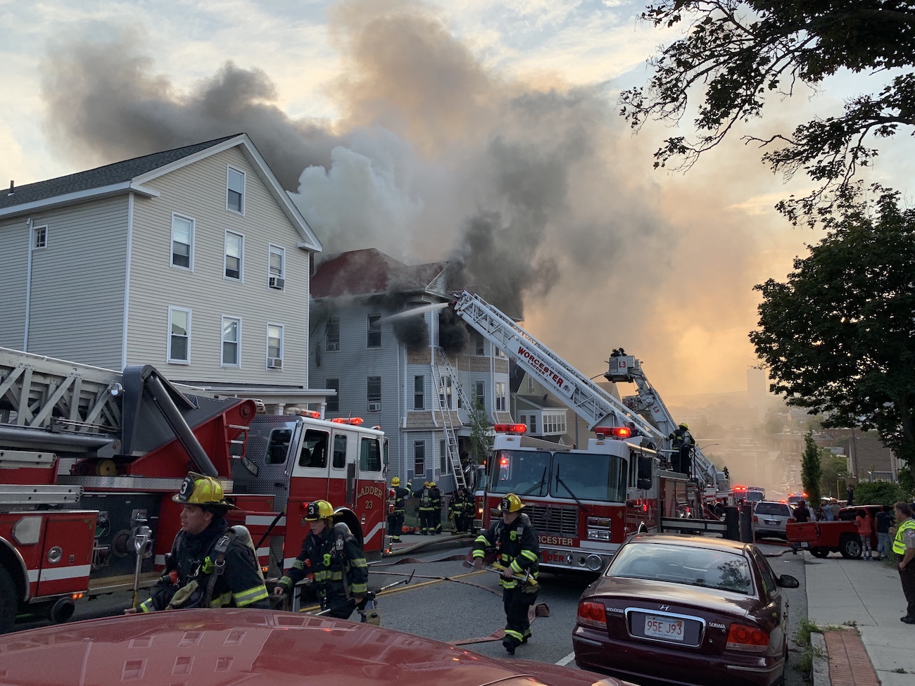 Firefighters battle blaze on Harrison Street in Worcester - masslive.com