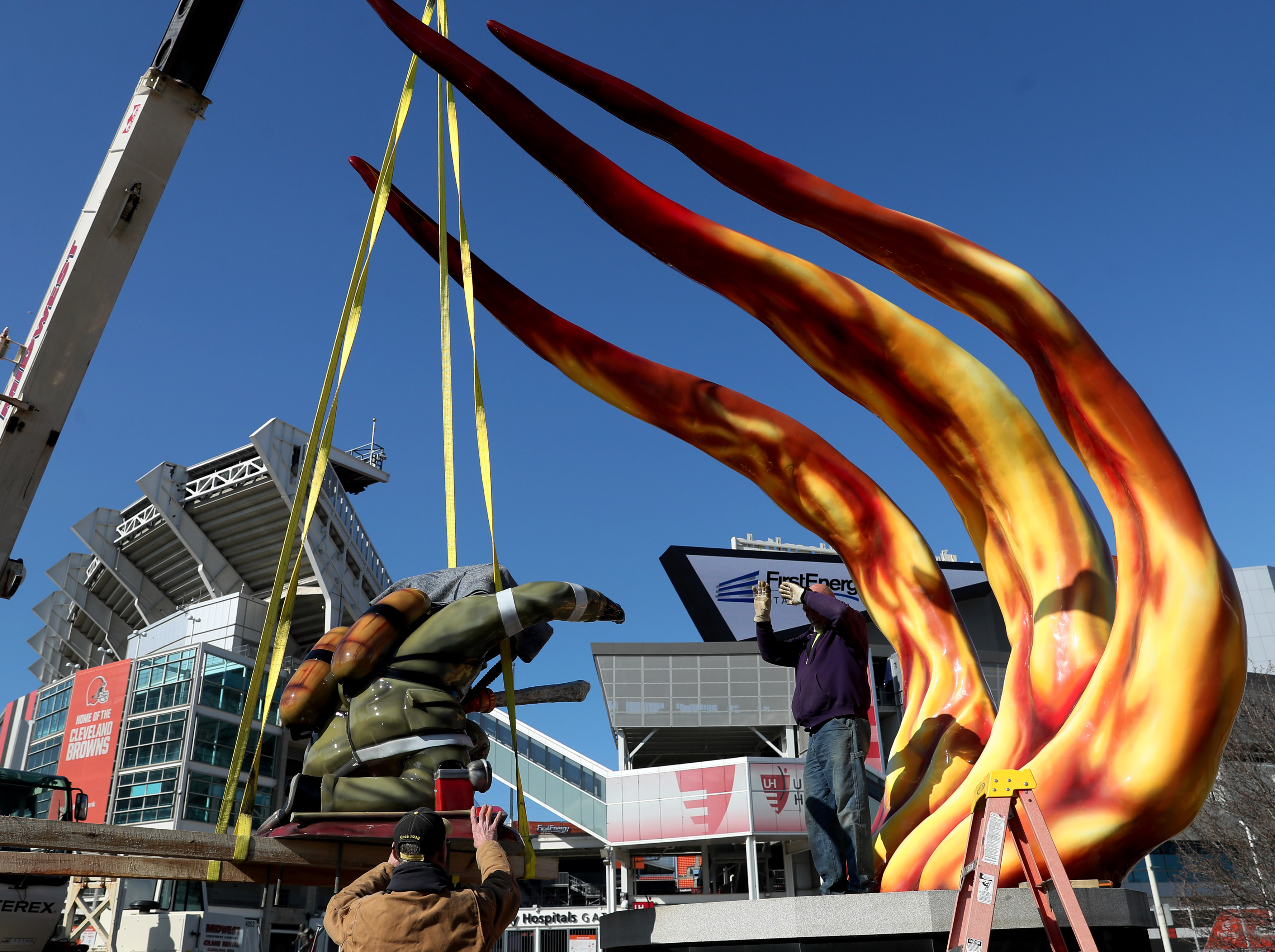 Cleveland Firefighters Memorial figures restored and installed ...