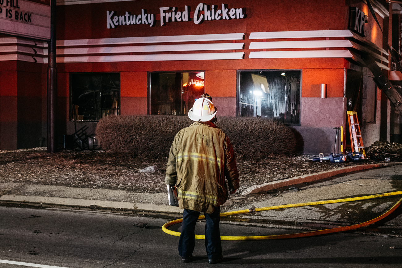 Multi-car crash leads to KFC fire after truck drives into building ...