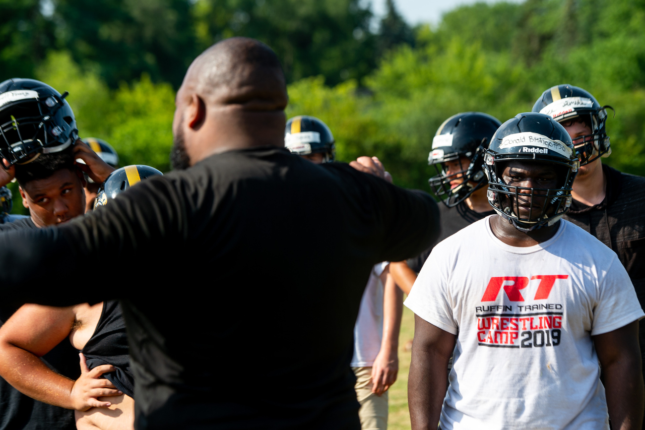 First day of football practice at Ypsilanti Community High School ...