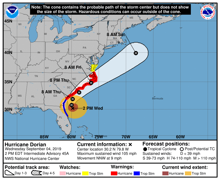 Hurricane Dorian 2019 path now: Dorian stays close to Florida but ...