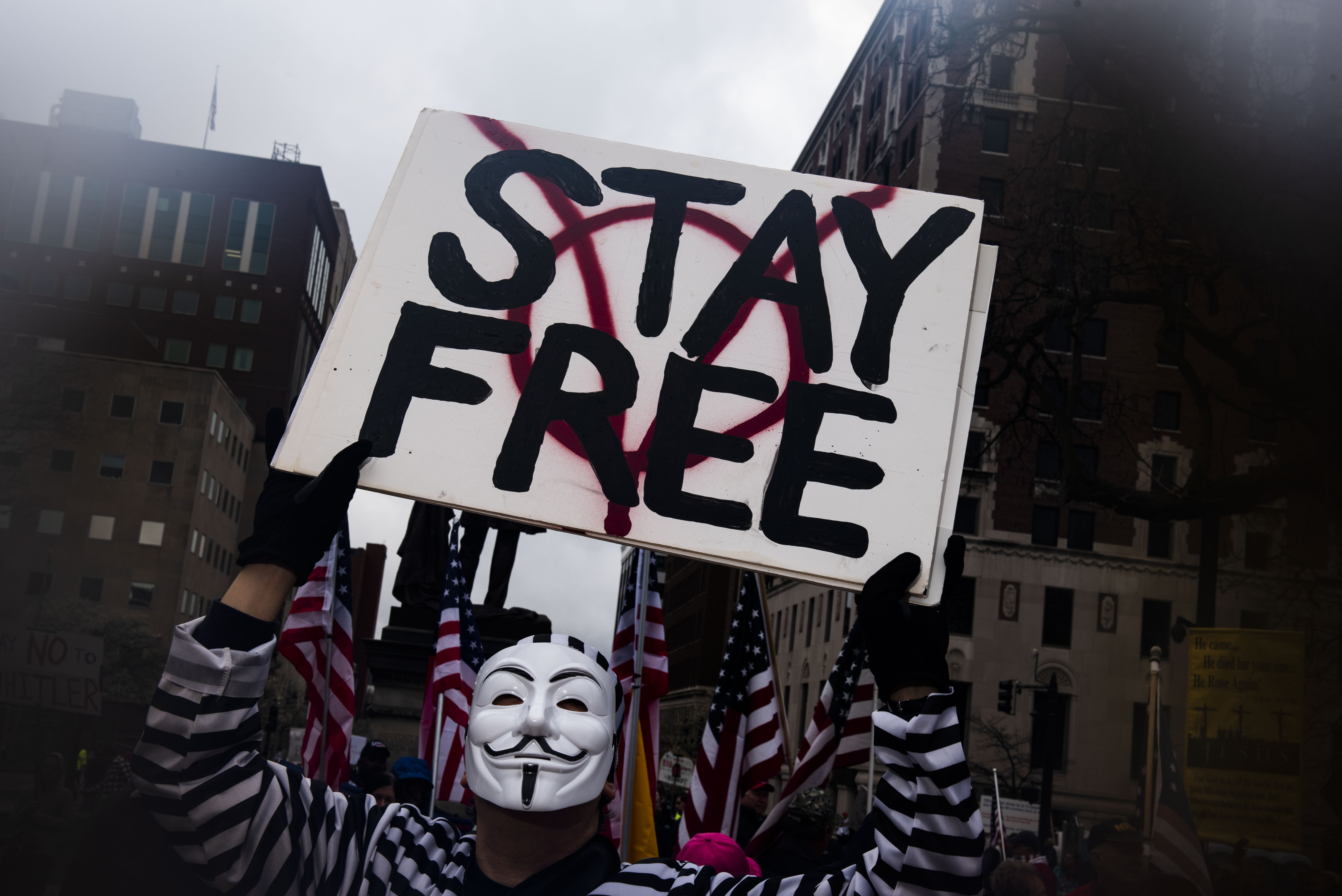 Signs from "American Patriot Rally on Capitol Lawn" in Lansing Michigan ...