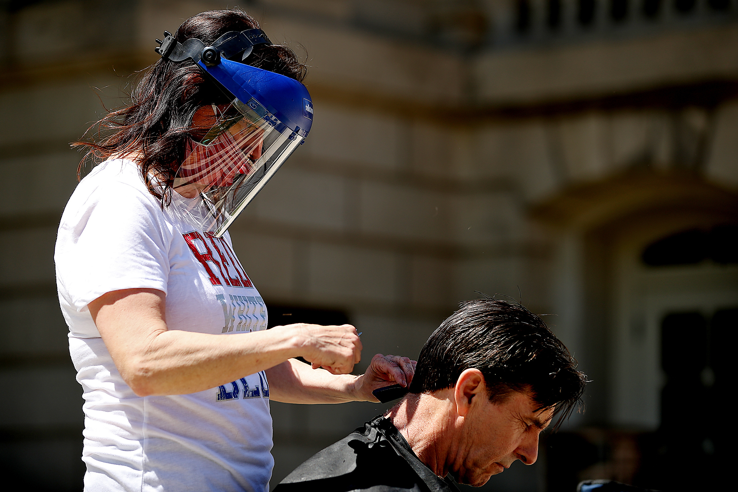 Operation Haircut on Capitol lawn in Lansing - May 20, 2020 - mlive.com