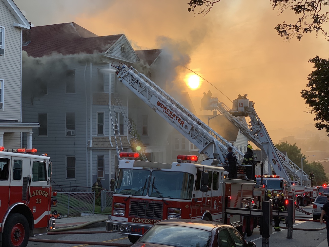 Firefighters battle blaze on Harrison Street in Worcester - masslive.com