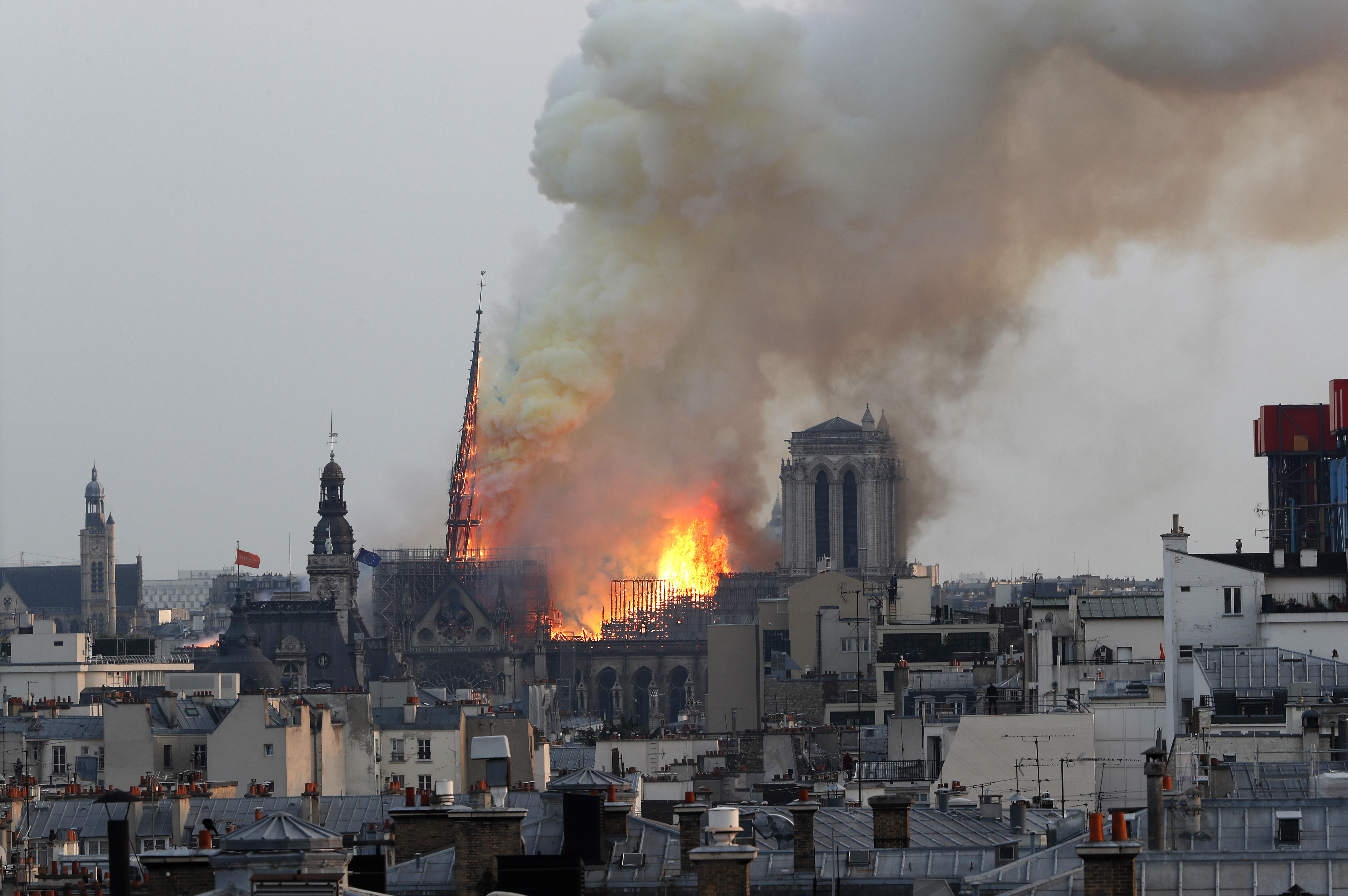 Fire torches top of Notre Dame Cathedral in Paris - syracuse.com