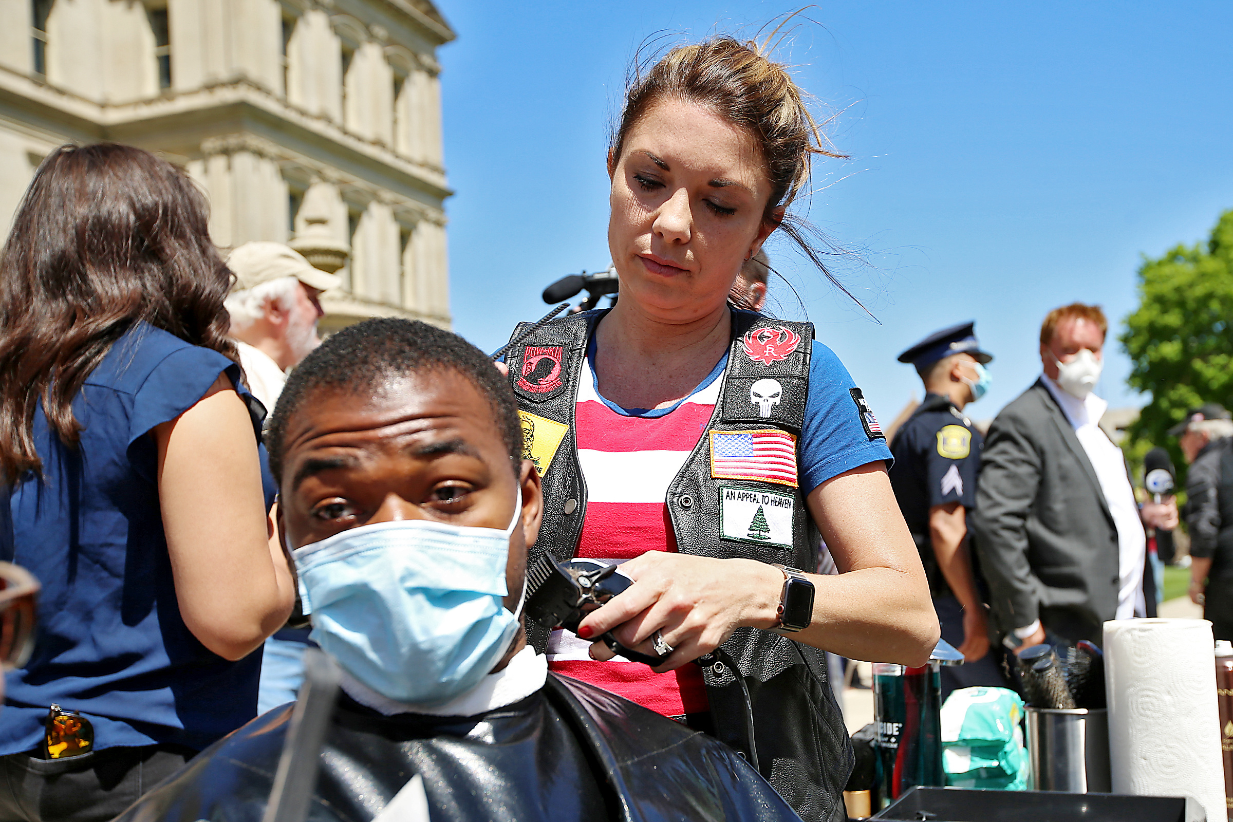 Operation Haircut on Capitol lawn in Lansing - May 20, 2020 - mlive.com