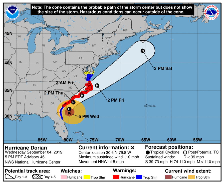Hurricane Dorian 2019 path now: Dorian gets stronger, heading for ...