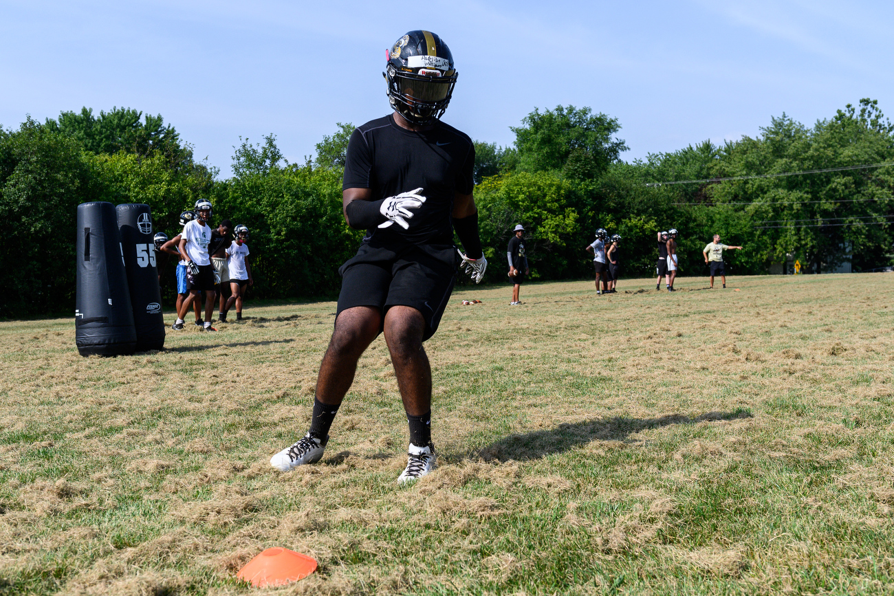 First day of football practice at Ypsilanti Community High School ...