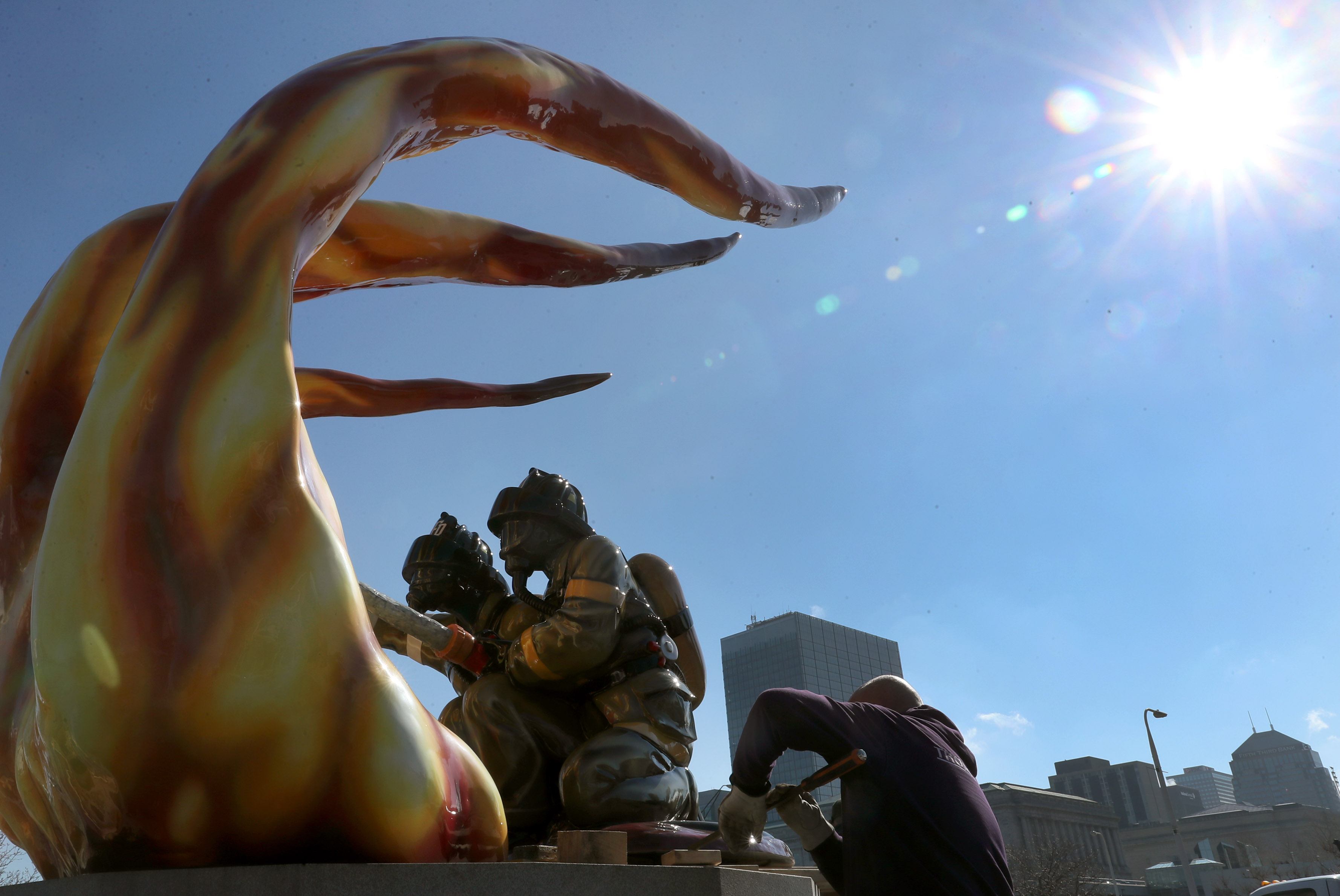 Cleveland Firefighters Memorial figures restored and installed ...