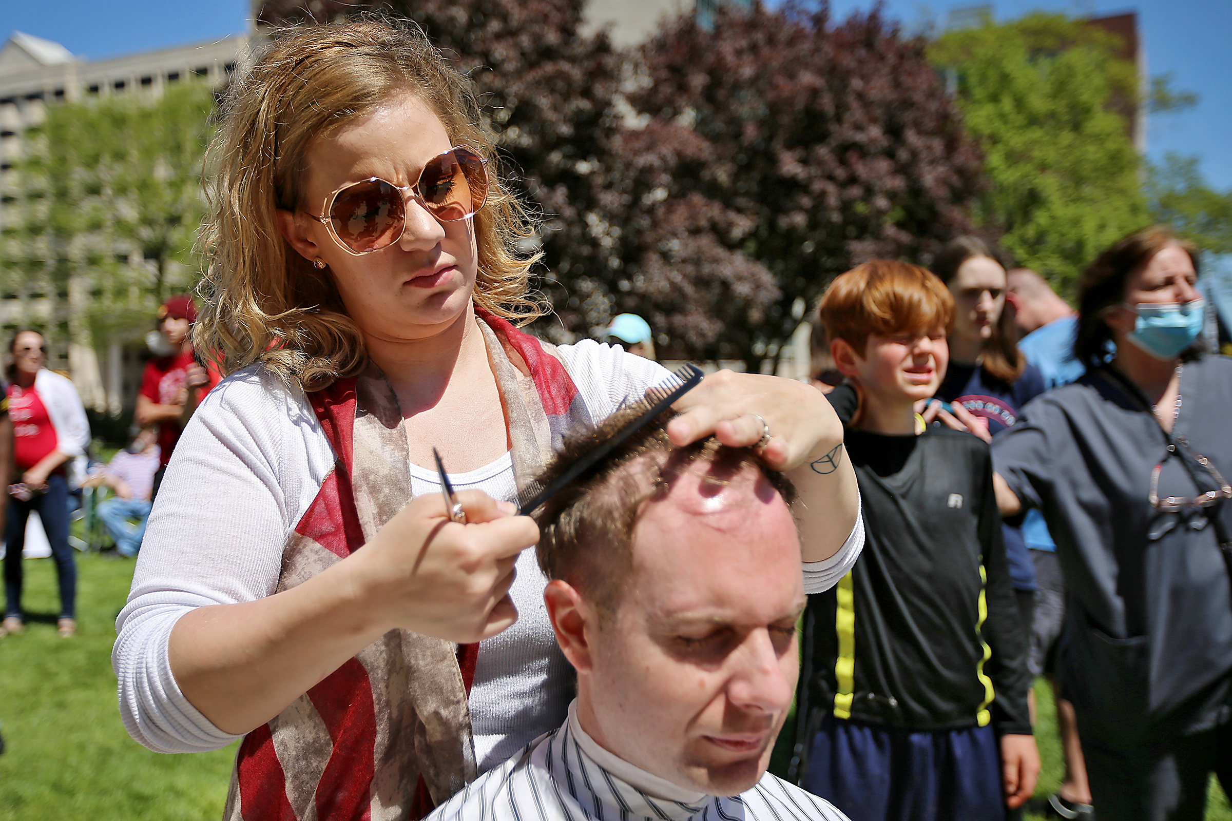 Operation Haircut on Capitol lawn in Lansing - May 20, 2020 - mlive.com