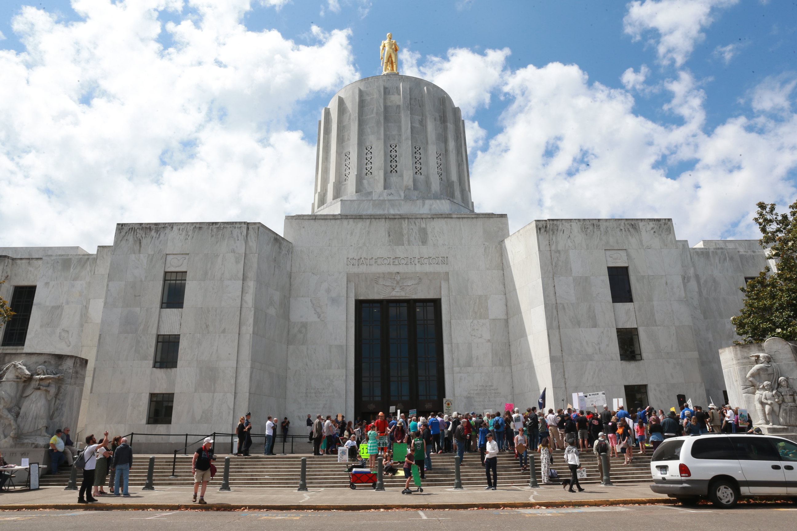 Demonstrators gather at the Oregon Capitol Building - oregonlive.com