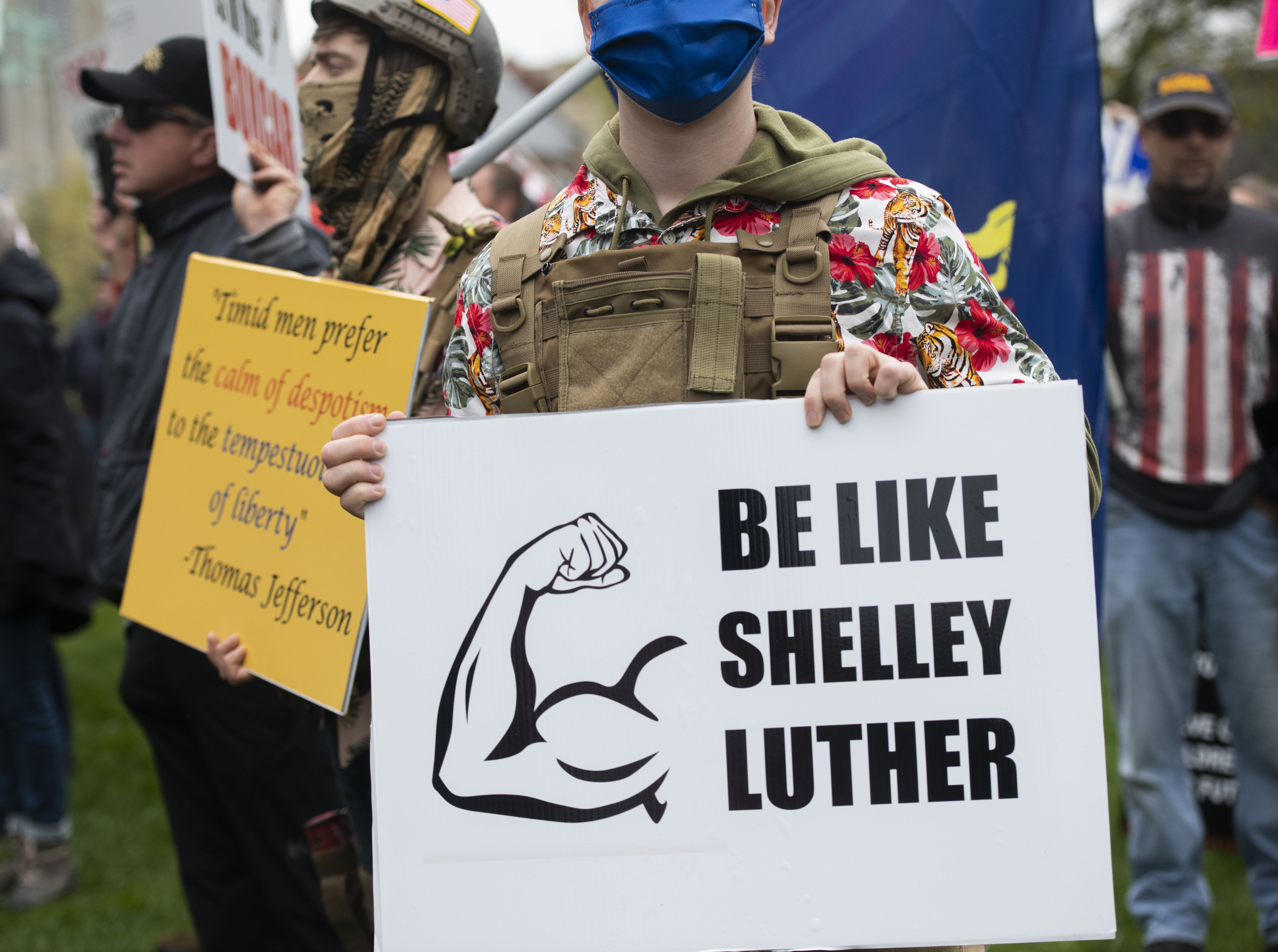 Signs from "American Patriot Rally on Capitol Lawn" in Lansing Michigan ...