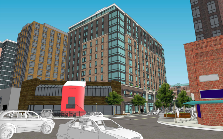 Initial design plans for 13-story high-rise called Vic Village South ...