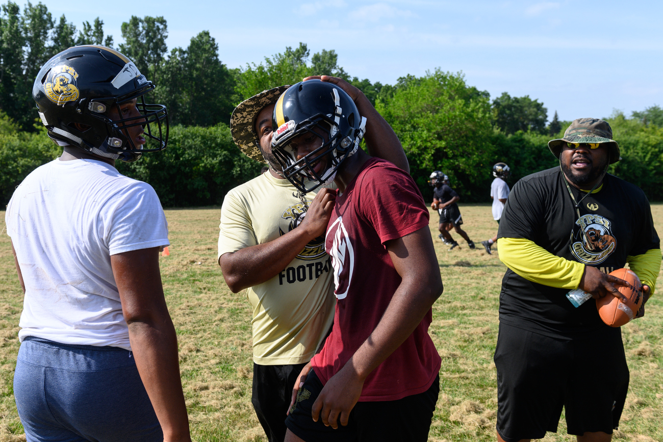 First day of football practice at Ypsilanti Community High School ...