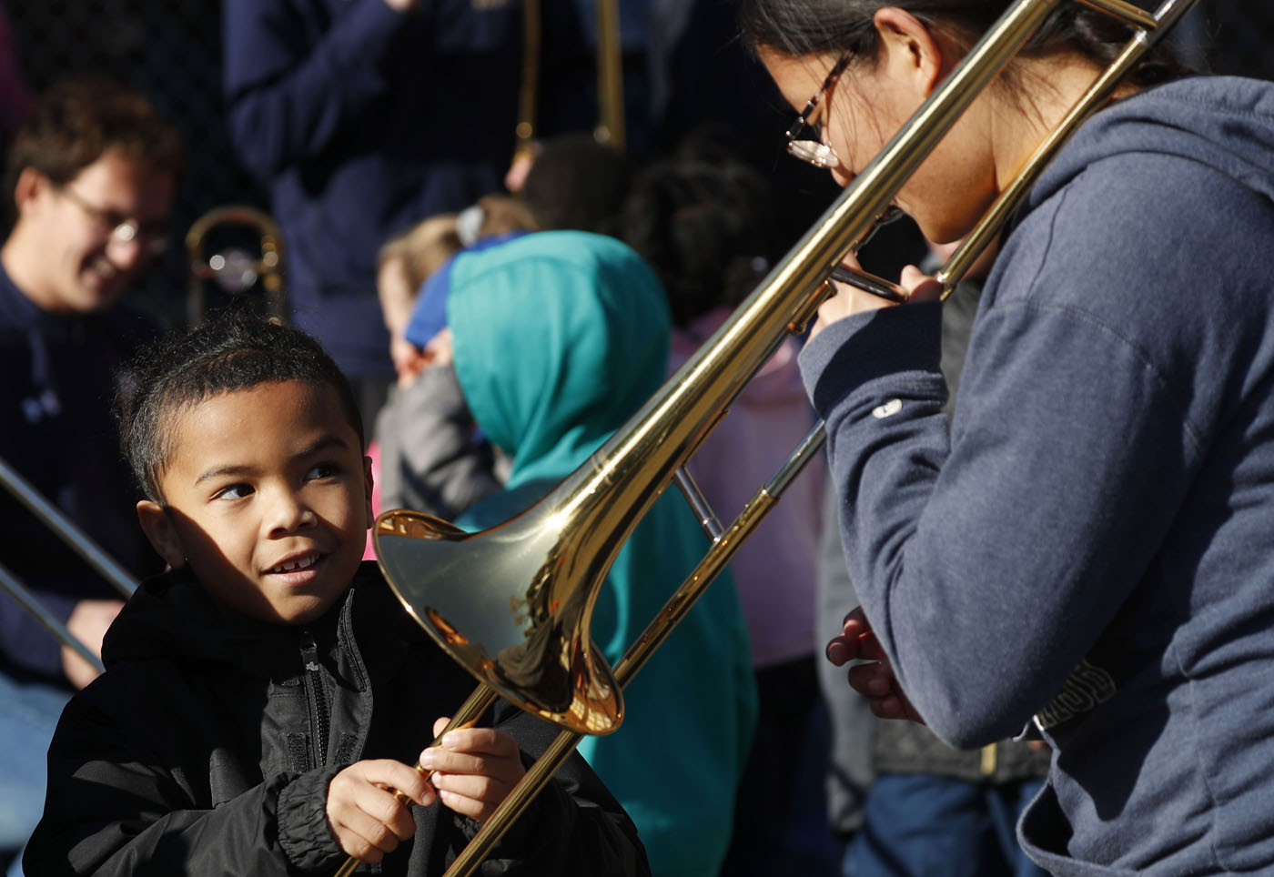 Notre Dame marching band performs for students at Metro Catholic School ...