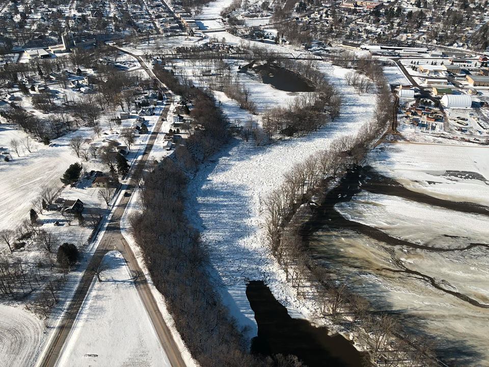 Portland ice jam aerial - mlive.com